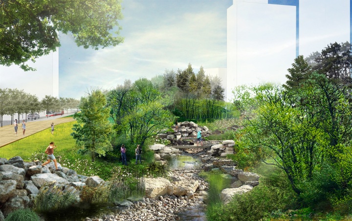 中央商务区里的生态绿洲：济南绸带公园 / SOM – mooool木藕设计网